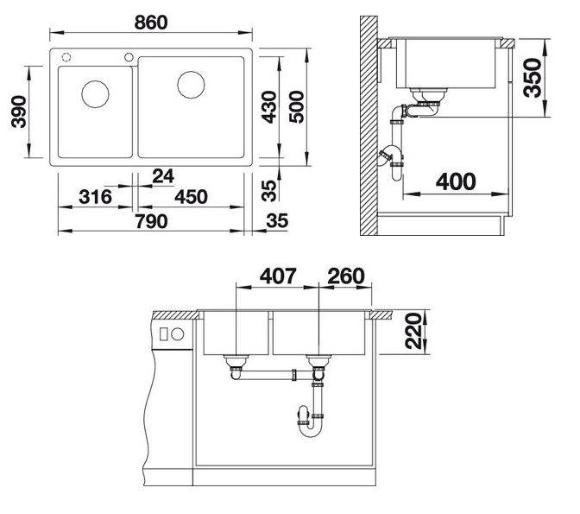 Blanco PLEON 9 523059 (alumetalik), Zlewozmywak prostokątny - cena i ...