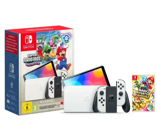 Nintendo Switch OLED Biały + Super Mario Bros. Wonder + Super Mario ...