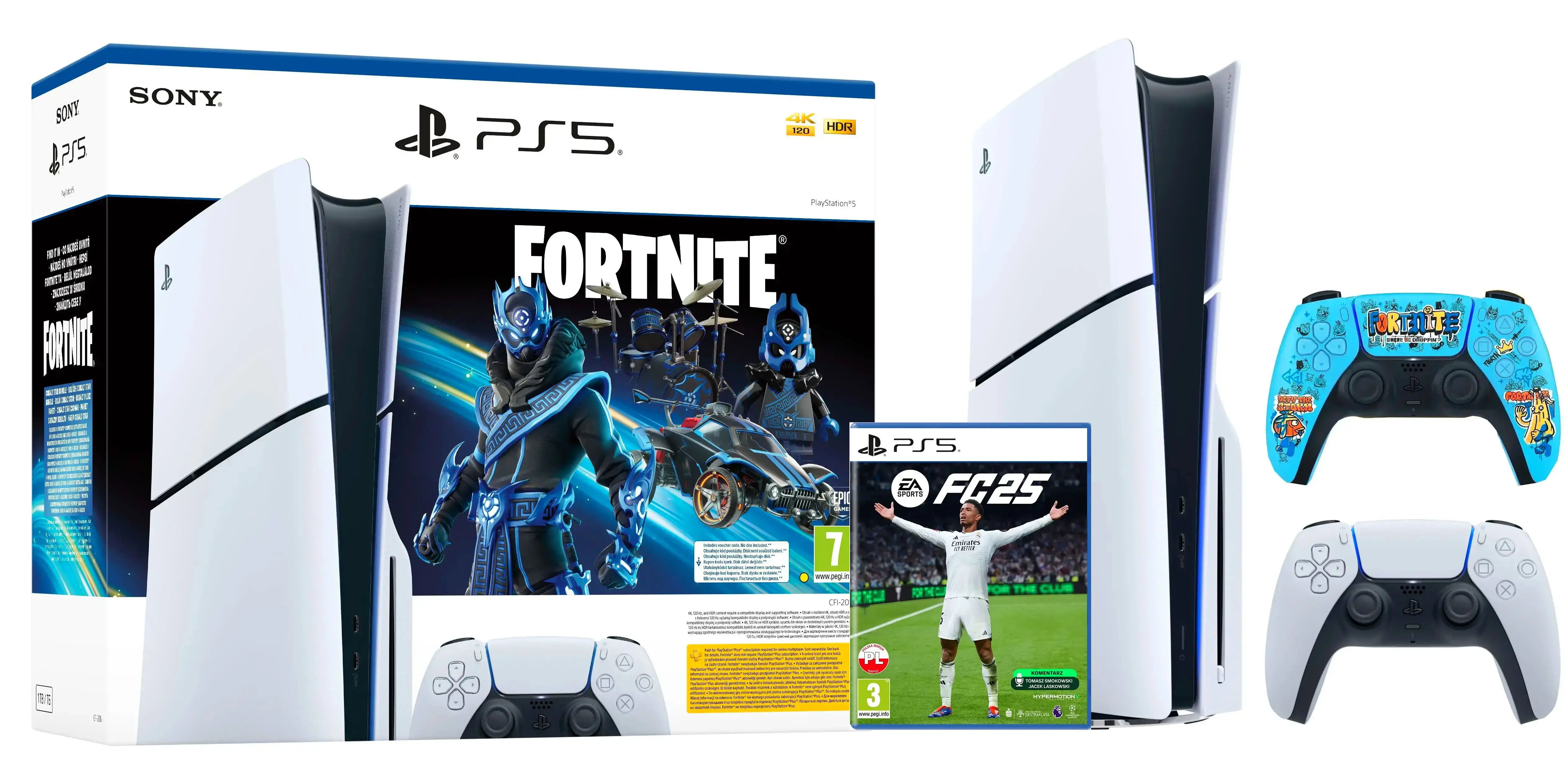 Sony PlayStation 5 Slim D Chassis (PS5) 1TB z napędem Fortnite Cobalt ...
