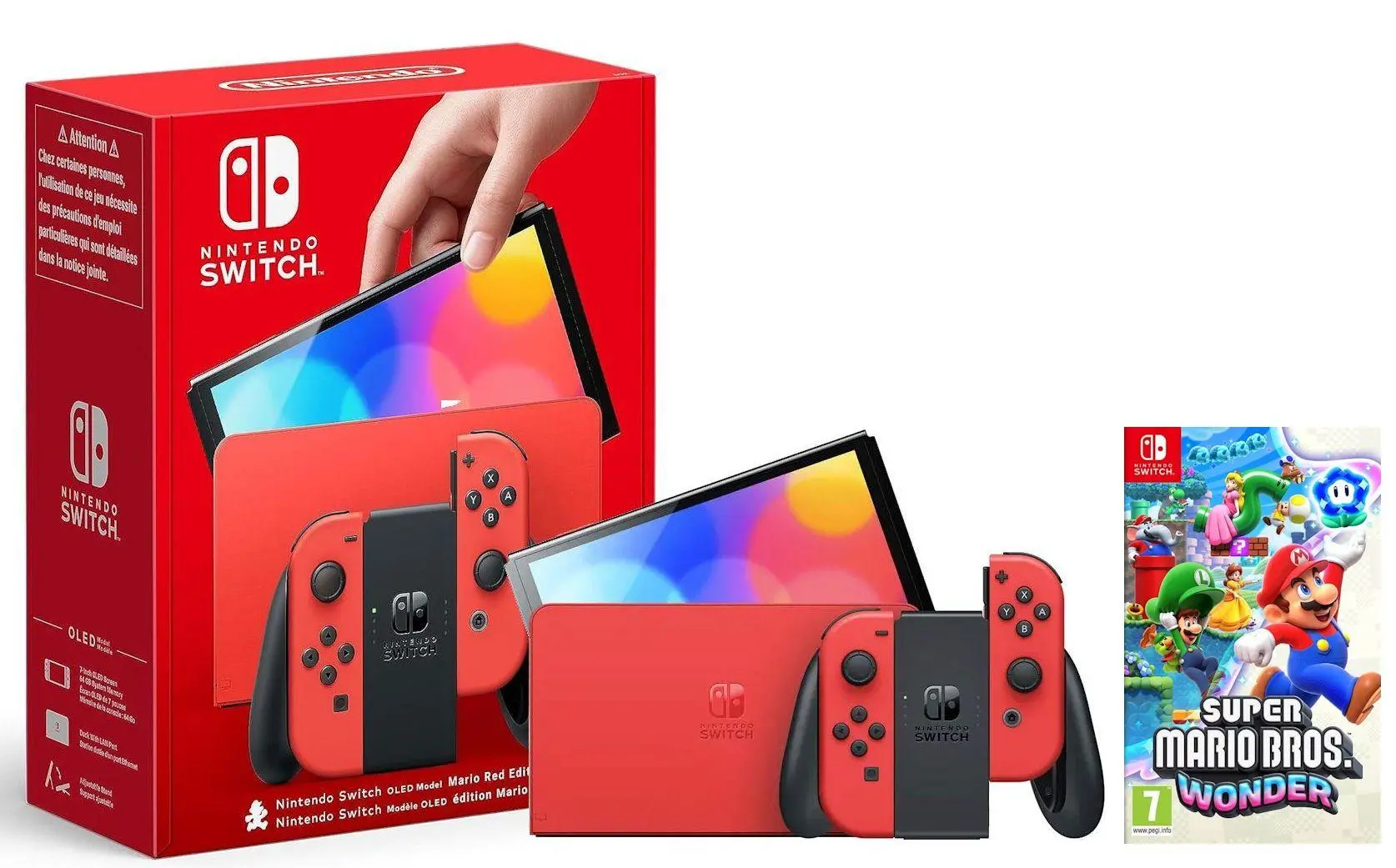 Nintendo Switch OLED Mario Red Edition Czerwony + Super Mario Bros ...