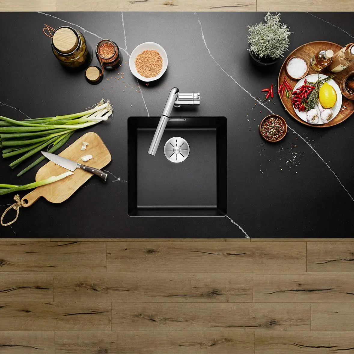 Blanco SUBLINE 400-U 525990 Granitowy Czarny, Zlewozmywak prostokątny ...